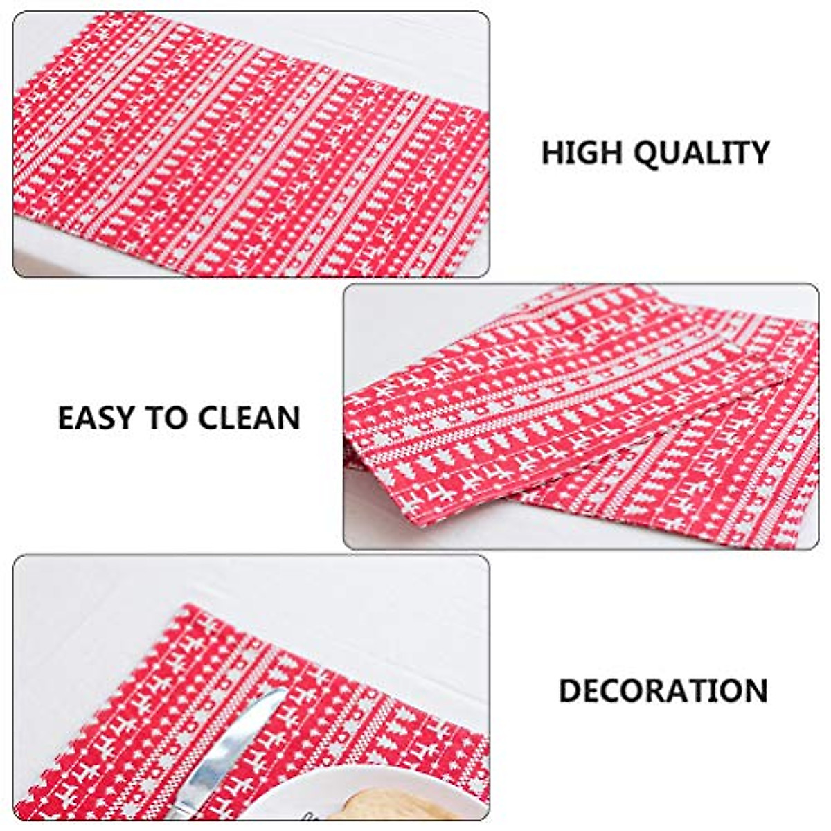 Rustic Placemats Christmas Placemat Table Mats Cotton Burlap Placemats for Kitchen Holiday Table Home Party Decoration Jute Placemat