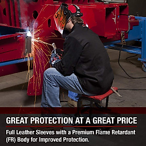 Lincoln Electric unisex adult Traditional Split Leather Sleeved Welding Jacket, Black, Medium US