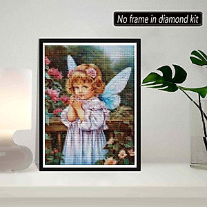 SKRYUIE 5D Angel Diamond Painting Kits - DIY Diamond Art Kits for Adults Girl, Full Round Drill - Crystal Cross Stitch - Adults Craft for Wall & Office Decor - 12x16inch