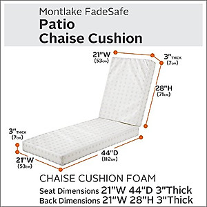 Classic Accessories Water-Resistant 72 x 21 x 3 Inch Patio Chaise Lounge Cushion Foam