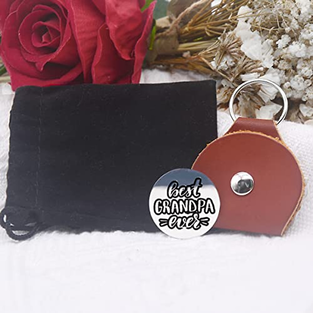 to My Grandpa Pocket Hug Token Gift, Long Distance Relationship Keepsake Stainless Steel Double Sided，Pocket Hug Token Gift for Grandpa from Grandchild - Best Grandpa Ever