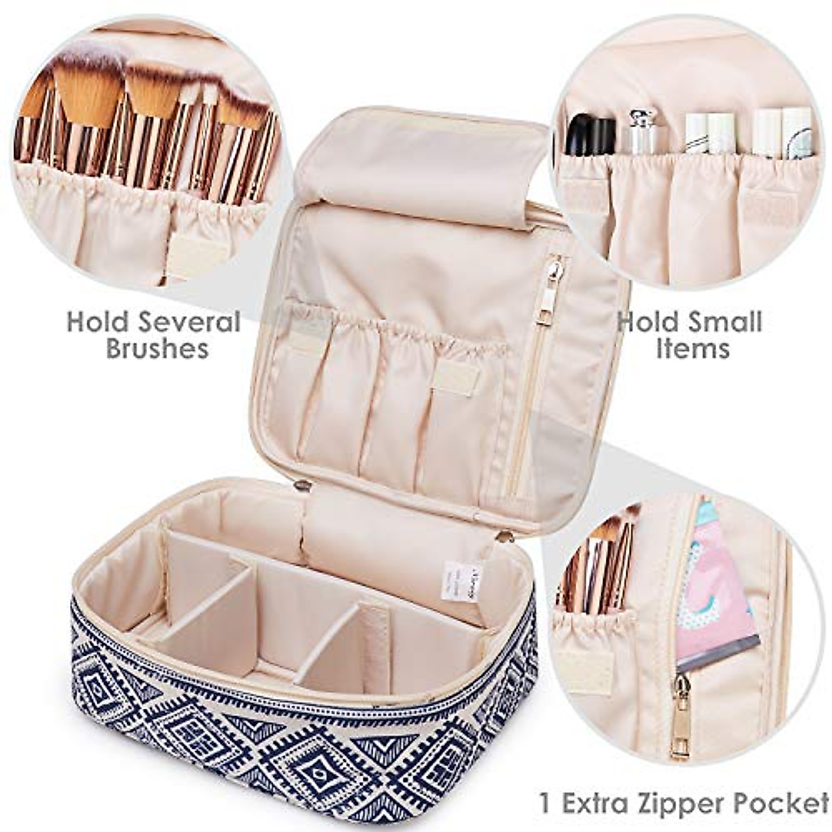 Narwey Travel Makeup Bag Large Cosmetic Bag Makeup Case Organizer for Women (Elephant)