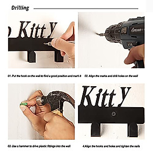 SUPERDANT Iron Wall Hook Motorcycle Metal Art Wall Hangers Decorative Organizer Rack with 7 Hooks for Bag Clothes Key Scarf Wall Decoration Black (5.9x13in)