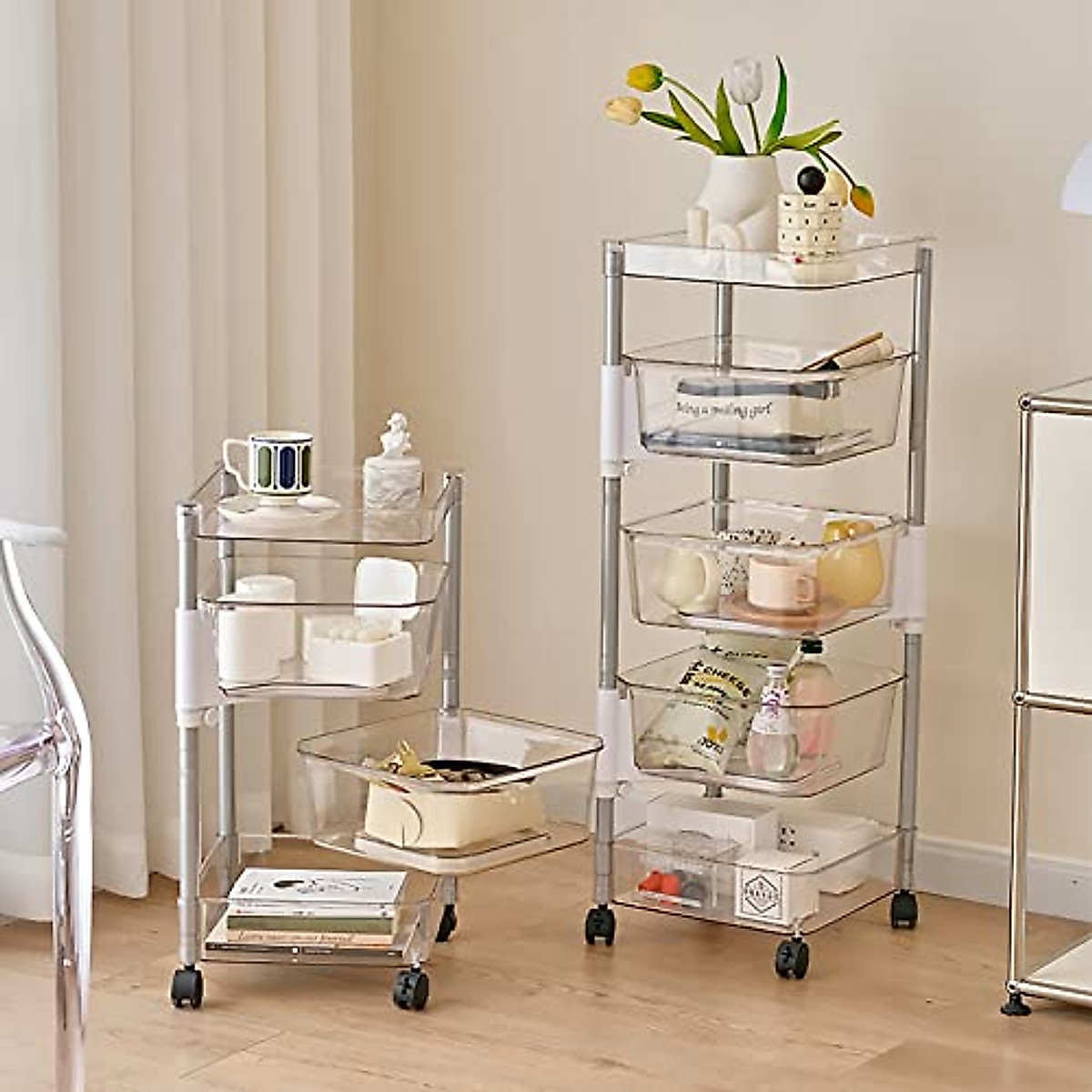 OnDisplay Multi-Tier Rotating Swivel Bin Storage Basket Tower - Kitchen/Bath/Laundry Organizer Utility Cart (Five Tier)