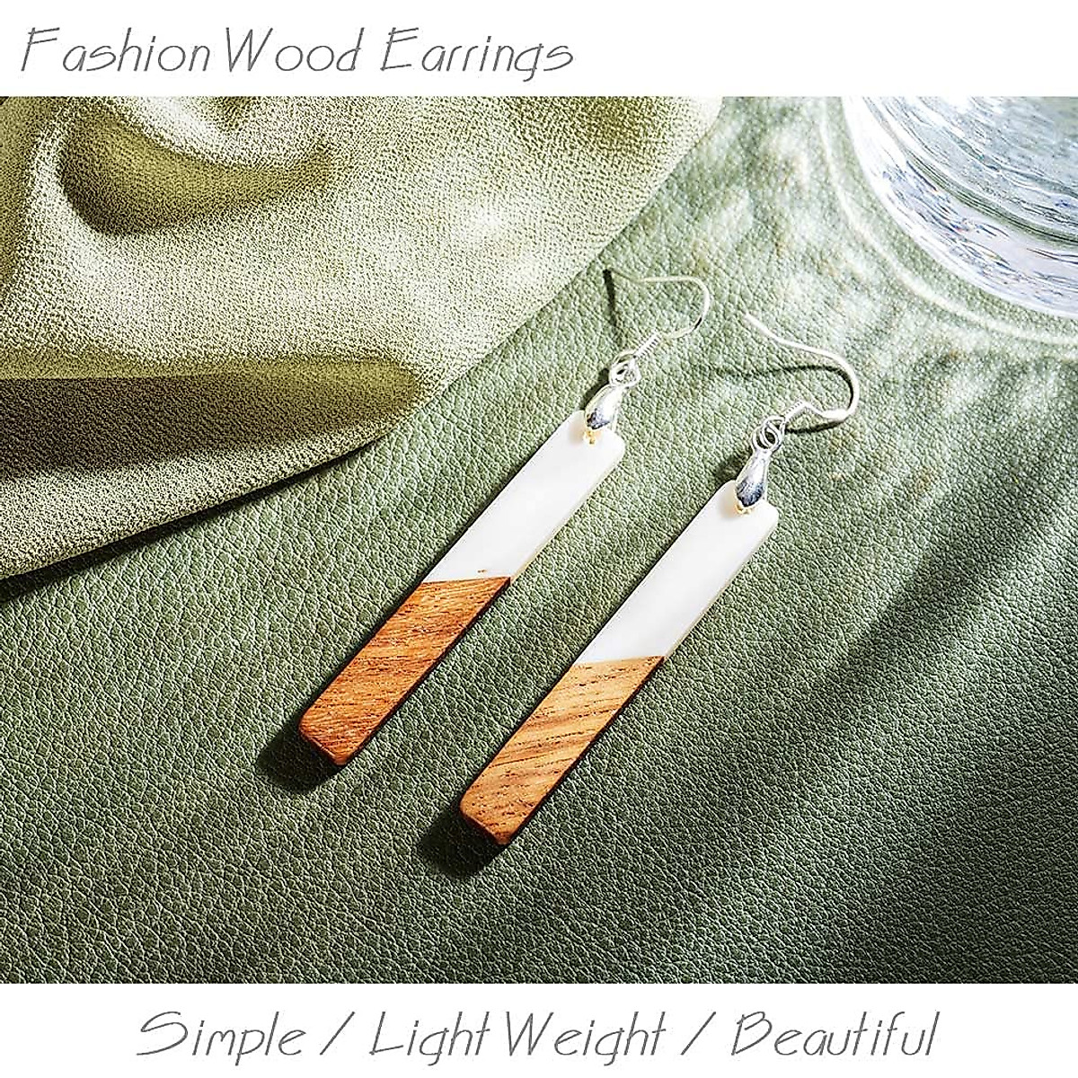YWDREAM Wood Earring, Wooden Earrings for Women, Boho Earrings Women Dangling Statement Earrings (Black Vertical Bar)