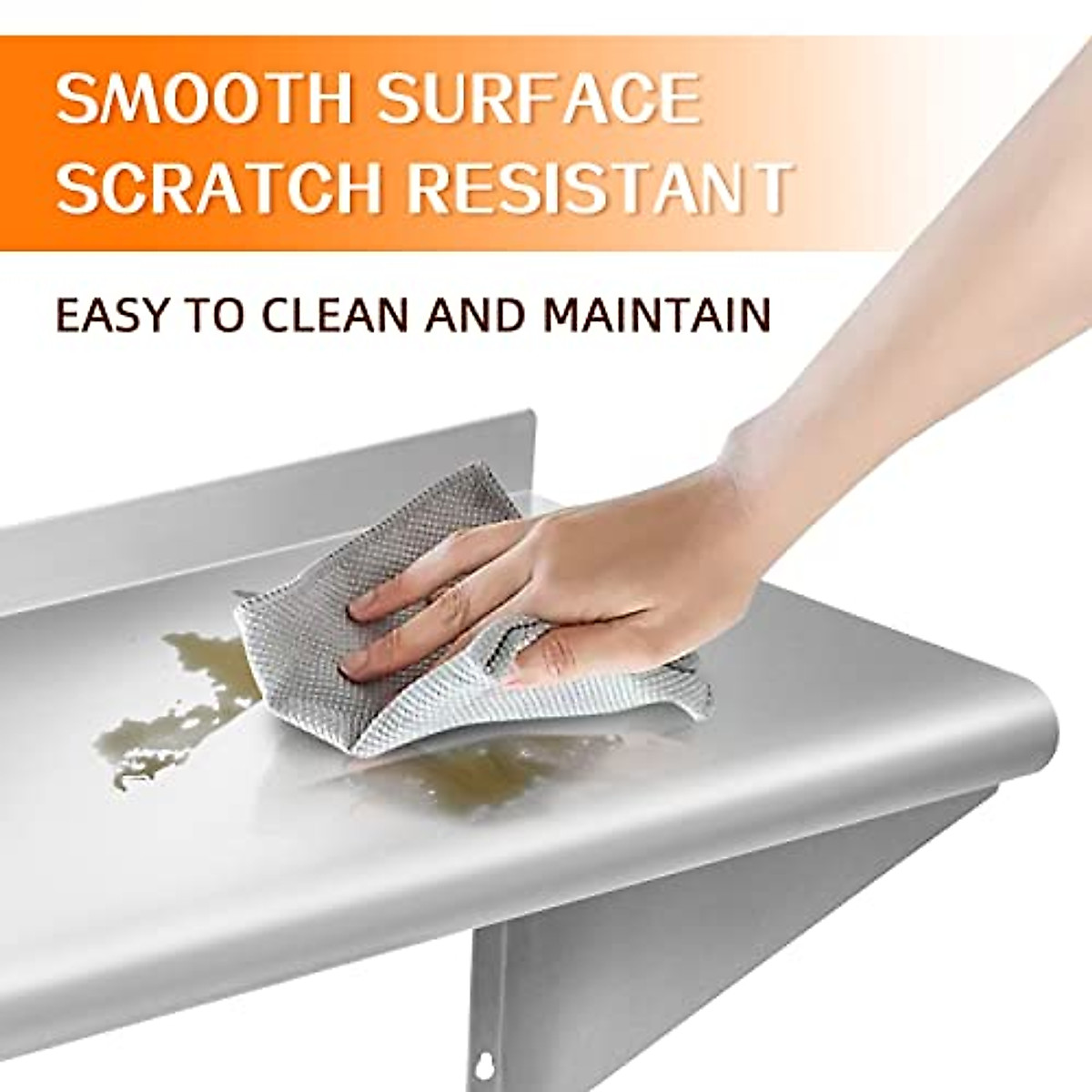 HOCCOT Wall Stainless Steel Shelf 12 x 24”, Heavy Duty 250 lb Metal Shelf, Commercial Wall Mounted Floating Shelving for Kitchen, Restaurant, Food Truck, Garage, Laundry Room