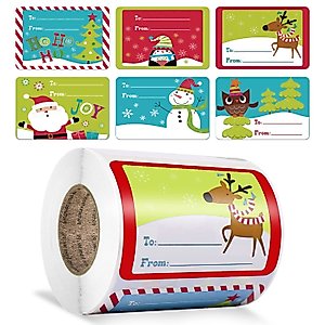 Cerlaza 250pcs Christmas Gift Tags for Holiday Presents Decoration, Santa Christmas Labels Self Adhesive Stickers, Xmas Name Tag Stickers for DIY Presents and Gifts