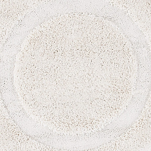 SAFAVIEH Florida Shag Collection Area Rug - 4' Round, Creme & Creme, Border Design, Non-Shedding & Easy Care, 1.2-inch Thick Ideal for High Traffic Areas in Living Room, Bedroom (SG454-1111)