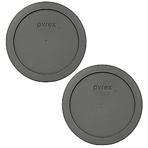 Pyrex 7201-PC Puddle Gray Round Plastic Food Storage Replacement Lid, Made in USA - 2 Pack