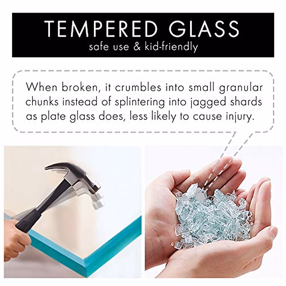 KES 14-Inch Bathroom Tempered Glass Shelf 8MM-Thick Wall Mount Rectangular, Brushed Nickel Bracket, BGS3202S35-2