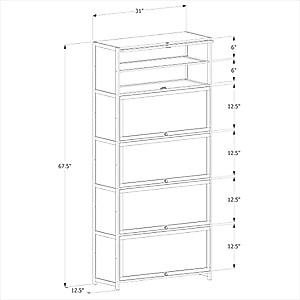 MoNiBloom Large Shoe Storage Cabinet with Doors, 10 Tier Bamboo Free Standing Shoes Shelf Organizer Stand for More Than 40 Pairs for Entryway, Hallway, Brown