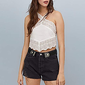 macoking No Buckle Stretch Belt for Women/Men Invisible Elastic Buckle Free Belts Black