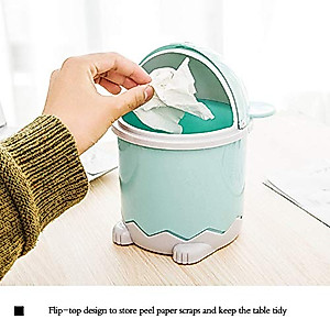 SAIKUN Cute Animal Desktops Trash Can, with Lid ，Rubbish Storage, Garbage Bin for Office Kids Bedroom Use (Pink)