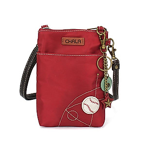 Chala Group Handbags Baseball Venture Cellphone Crossbody Handbag RFID Protected, Burgundy
