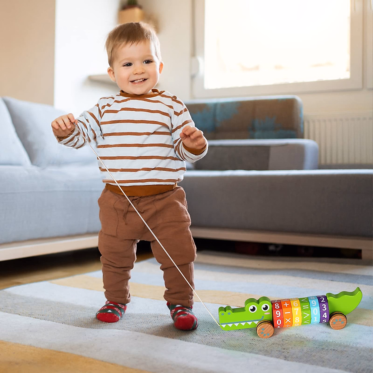 Alligator Pull Toys|Montessori Wooden Toys|Abacus for Toddlers 1-3|Preschool Educational Toys