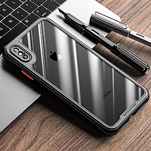 TENOC Phone Case Compatible with iPhone X & iPhone Xs, Clear Case Black Protective Bumper Non-Yellowing Cover for 5.8 Inch