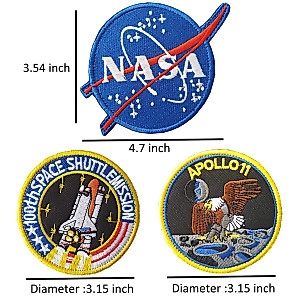 Lightbird NASA Patches 6 Pieces,Embroidered Iron On/Sew On Space Patches,US Flag Patch (Iron on/Heat Transfer Backing) 1
