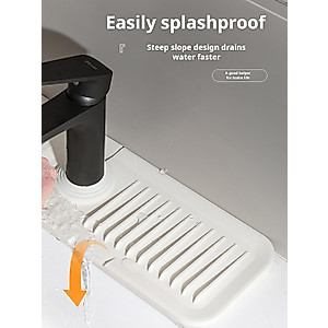 Silicone Draining Mat for Sink Kitchen Sink Splash Guard Longer Silicone Faucet Drainer Pad, Sink Protectors for Kitchen Sink Mat, Sponge Holder for Kitchen Sink Accessories