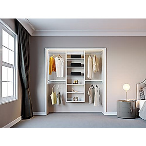 Closet Kit with Hanging Rods & Shelves - Corner Closet System - Closet Shelves - Closet Organizers and Storage Shelves (White, 87 inches Wide) Closet Shelving