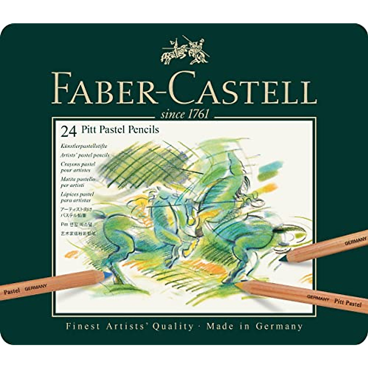 Faber-Castel FC112124 Pitt Pastel Pencils in A Metal Tin (24 Pack), Assorted