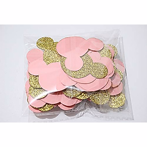 100 pcs Minnie Confetti,Pink And Gold Mouse confetti,Minnie Birthday,First Birthday Party Decoration,Baby Shower Decoration