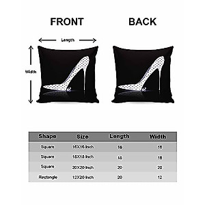 2 Packs Decorative Cotton Throw Pillow Covers, Black White Dots High Heels 18 x 18 Inch Square Reversible Soft Cushion Case for Couch Bedroom Sofa Living Room Chair Car