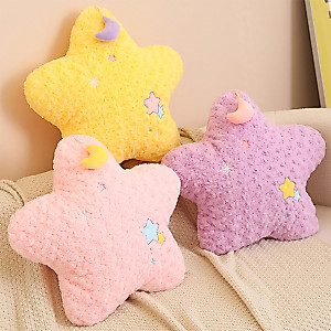 Ukadou Lovely Star Plush Throw Pillow Super Soft Star Shaped Pillow Decorative Stuffed Plush Pillow Cushion Fluffy Nursery Pillow for Livingroom Playroom Bedroom Reading Nook Decor (Purple)