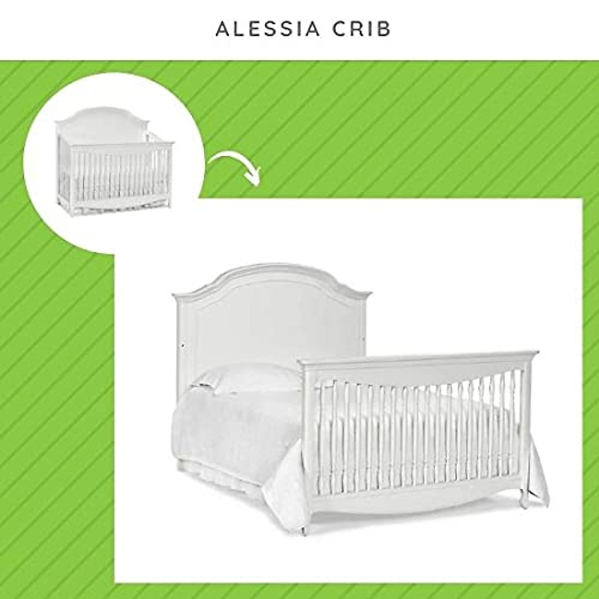 Full-Size Conversion Kit Bed Rails for Dolce Babi Cribs | Multiple Finishes Available (Snow White)