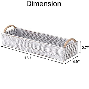 Bathroom Decor Box Toilet Paper Holder Wooden Toilet Tank Boxes,Toilet Paper Storage Baskets,Rustic FarmhouseKitchen Utensil Holder Caddy,Home Decorative Toilet Tank Tray-White Washed Style