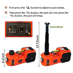 E-HEELP Electric Car Jack 5Ton 12V Kit Car Jack Hydraulic (Lifting Range: 6.1~17.7 inch) with Inflator Electric Jack for Car SUV Sedan MPV Change Tires Garage Repair Emergency Kit