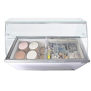 Maxx Cold MXDC-12 Commercial Ice Cream Dipping Cabinet Freezer with Curved Glass, Holds up to Twenty Two (22) Flavor Tubs, 70-Inch, White