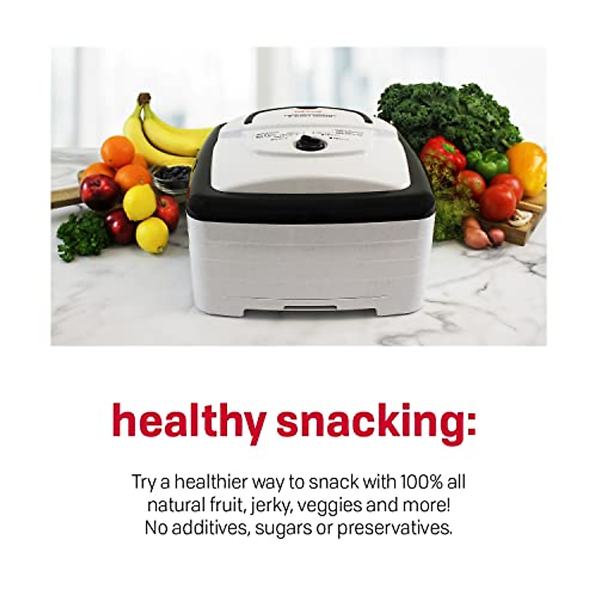 NESCO FD-80A Square Shaped Food Dehydrator, For Snacks, Fruit, Beef Jerky, White