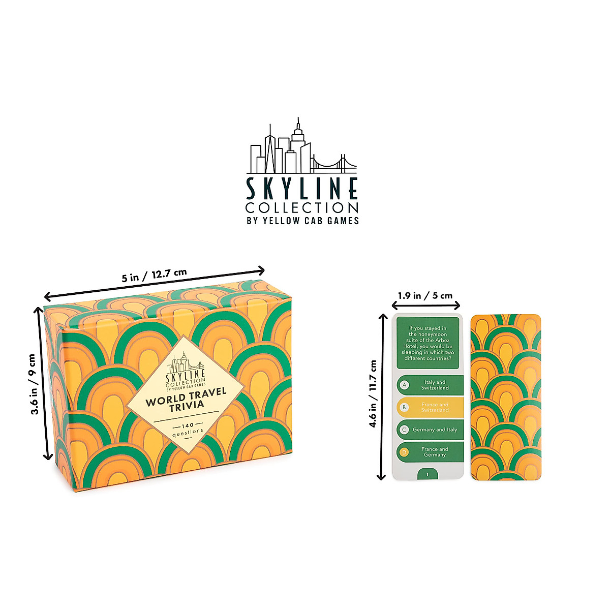 Yellow Cab Games Skyline Collection Trivia - World Travel Trivia, 140 Question Cards - Game Night Entertainment for Families & Friends, 2+ Players