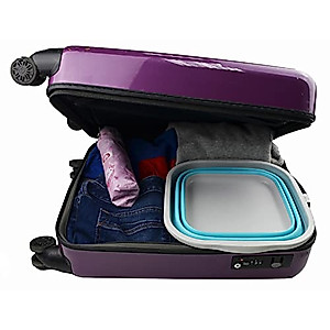 SAMMART 5.5L (1.4 Gallons) Collapsible Tub - Foldable Dish Tub - Portable Washing Basin - Space Saving Plastic Washtub (Grey/Cyanine, 1)