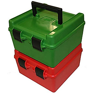MTM R-100-10 Deluxe Ammo Box 100 Round | Fits 22-250 243 270 308 Win 30-06 | Includes Adjustable Inner Trays | Made of Polypropylene | USA Made | Green