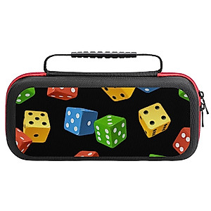 Varicoloured Dice Printed Carrying Case Storage Bag For Switch Lite & Accessories Travel Portable