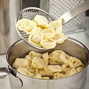 Restaurantware Met Lux 4 Inch Frying Skimmer 1 Corrosion-Resistant Wire Skimmer - Mesh Scoop Long Handle Stainless Steel Deep Fryer Ladle Durable For Catching Food And Releasing Oil