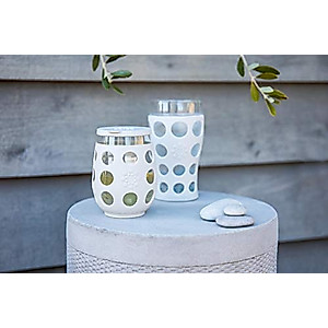 Lifefactory 20-Ounce Beverage Glasses with Protective Silicone Sleeves, 4 Count (Pack of 1), Stone Gray, Aqua Teal, Dusty Purple, Carbon