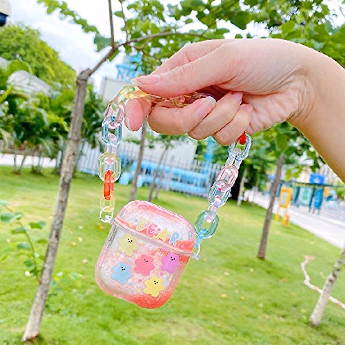 VARWANEO for Airpods 12 Bracelets Lanyard Chain Strap Liquid Quicksand Case for Apple Airpods pro Wireless Earphone Cover Chaging Box (4)