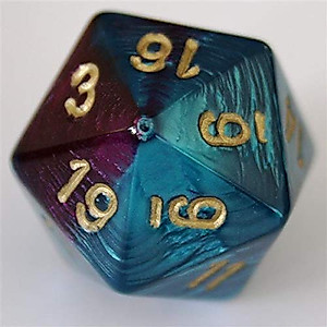 Polyhedral 7-Die Gemini Dice Set: Purple & Teal with Gold (d4, d6, d8, d10, d12, d20 & d00)