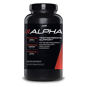 Alpha JYM Testosterone Support | Male Vitality, Hormone Optimization, Ashwagandha, Fenugreek, Eurycoma, Damiana, Quercetin, DIM | JYM Supplemental Science | 180 Vegetarian capsules