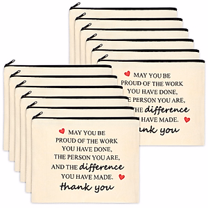 Coume 12 Pieces Thank You Gift Makeup Bags Inspirational Gifts for Social Worker Nurse Women Appreciation Gift for Colleague Coworkers Teacher Volunteer Cosmetic Bags for Birthday(Elegant)