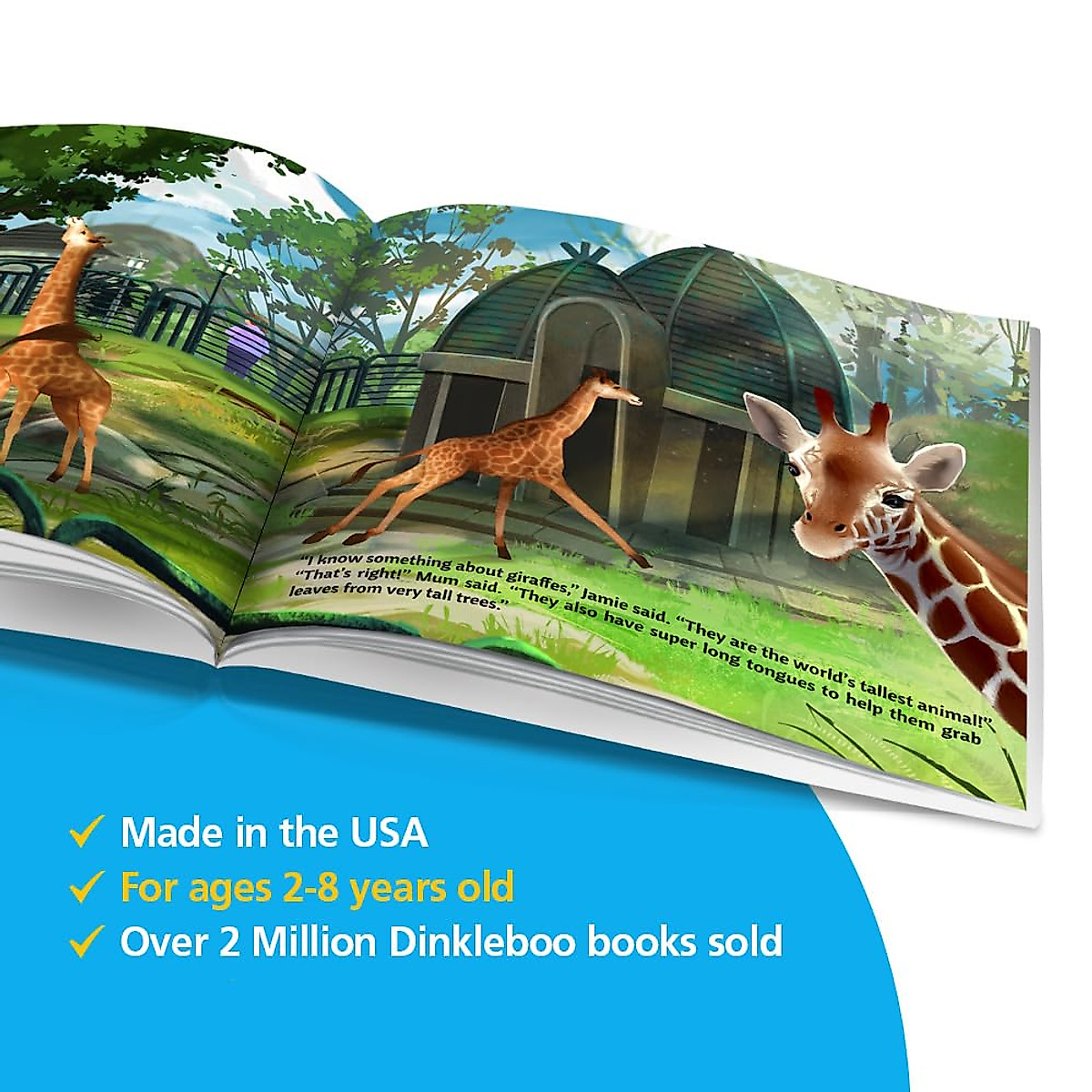 Personalized Story Book by Dinkleboo - Visits The Zoo - for Children Aged 2 to 8 Years Old - A Story About Your Child Going to The Zoo - Soft Cover - Smooth, Glossy Finish (8"x 8")