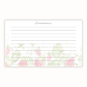 Recipe Cards, 4x6 inches, 25 Pack, 18 Ingredient Lines, Strawberry Daydreams Design