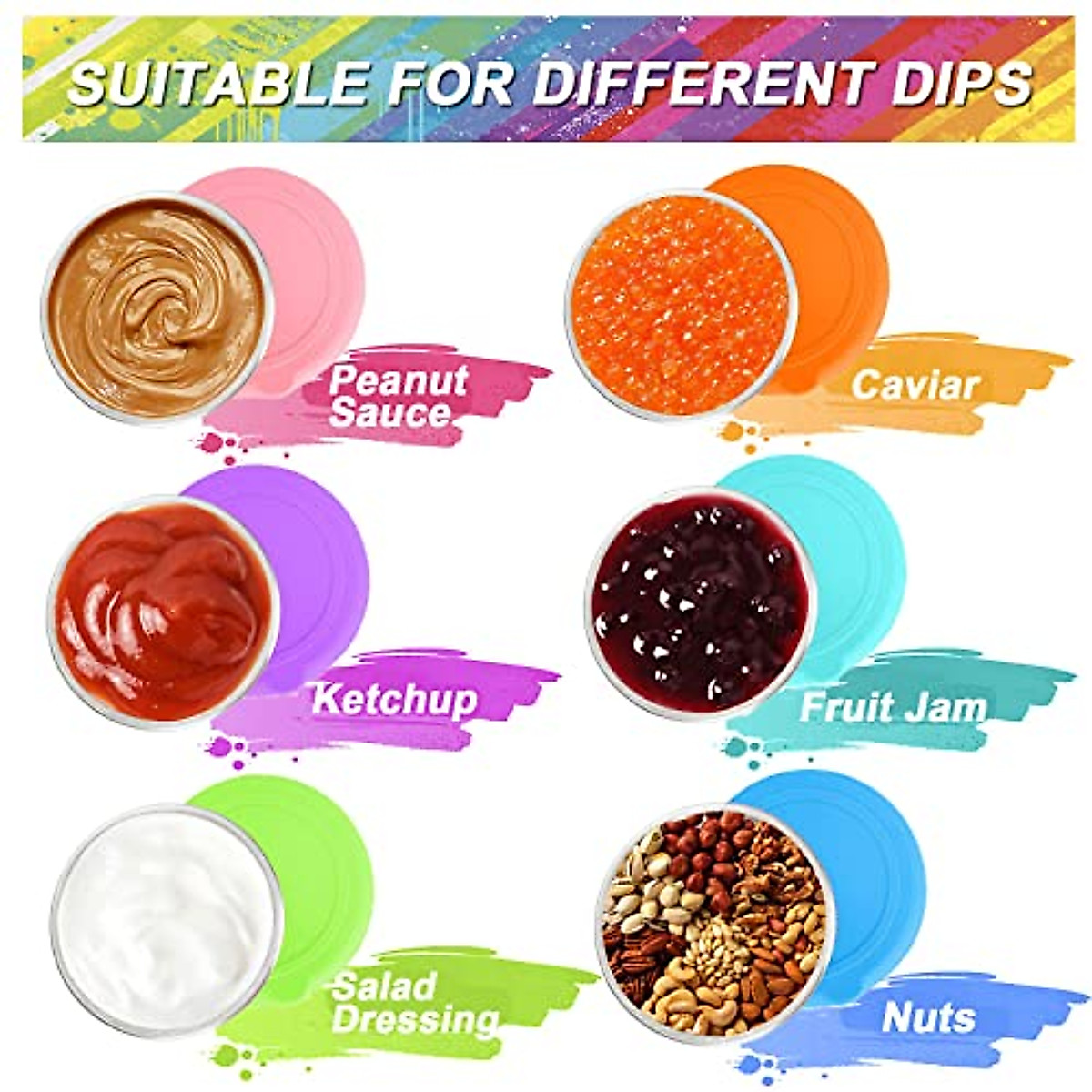 Frenflu Salad Dressing Container To Go, 6 X1.6oz Salad Container For Lunch, Stainless Steel Condiment Containers With Lids, Reusable Salad Dressing Container