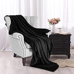Exclusivo Mezcla Fleece Throw Blanket for Couch, Sofa and Bed, 300GSM Super Soft Blankets and Warm Throws, Cozy, Plush, Lightweight (50x60 inches, Black)