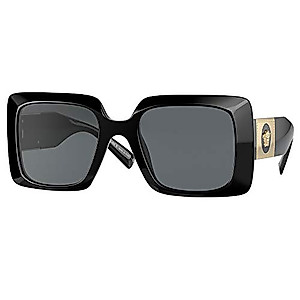 Versace VE 4405 GB1/87 Black Plastic Rectangle Sunglasses Grey Lens