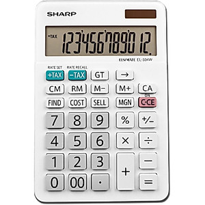 Sharp El334w El-334W Large Desktop Calculator, 12-Digit LCD