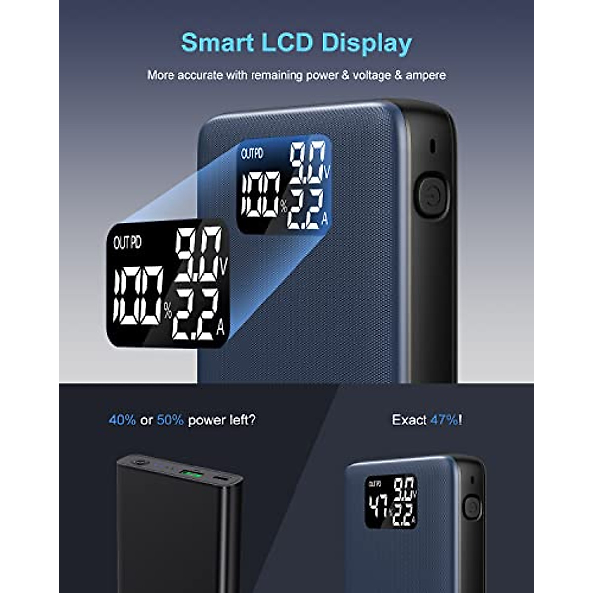 EASYLONGER Power Bank, Portable Charger 26800mAh 22.5W Fast Charging Battery Pack, 3 Outputs Phone Charger with LED Display, PD 3.0 USB C External Battery for iPhone, Samsung, Tablet, LG, Android, etc