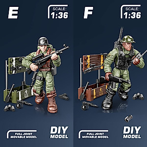 MEIEST WWII Soldier Model Equipment Assembly Building Block Toys,8 PCS Soldier Action Mini-Figures with Multiple Military Weapons Accessories,Party Favors Set for Boys